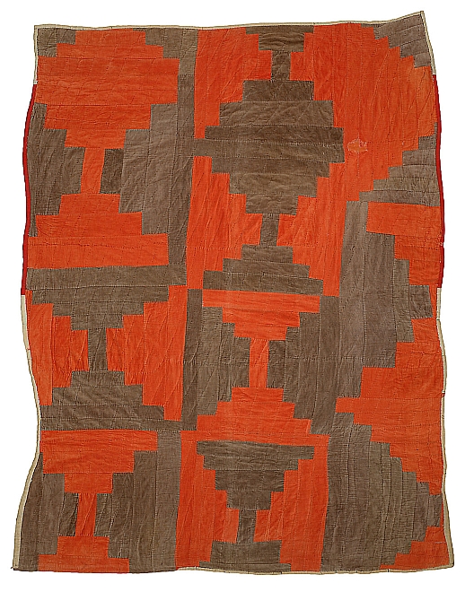 Two-sided quilt: Rectangular blocks & "Log Cabin" variation (local name ...